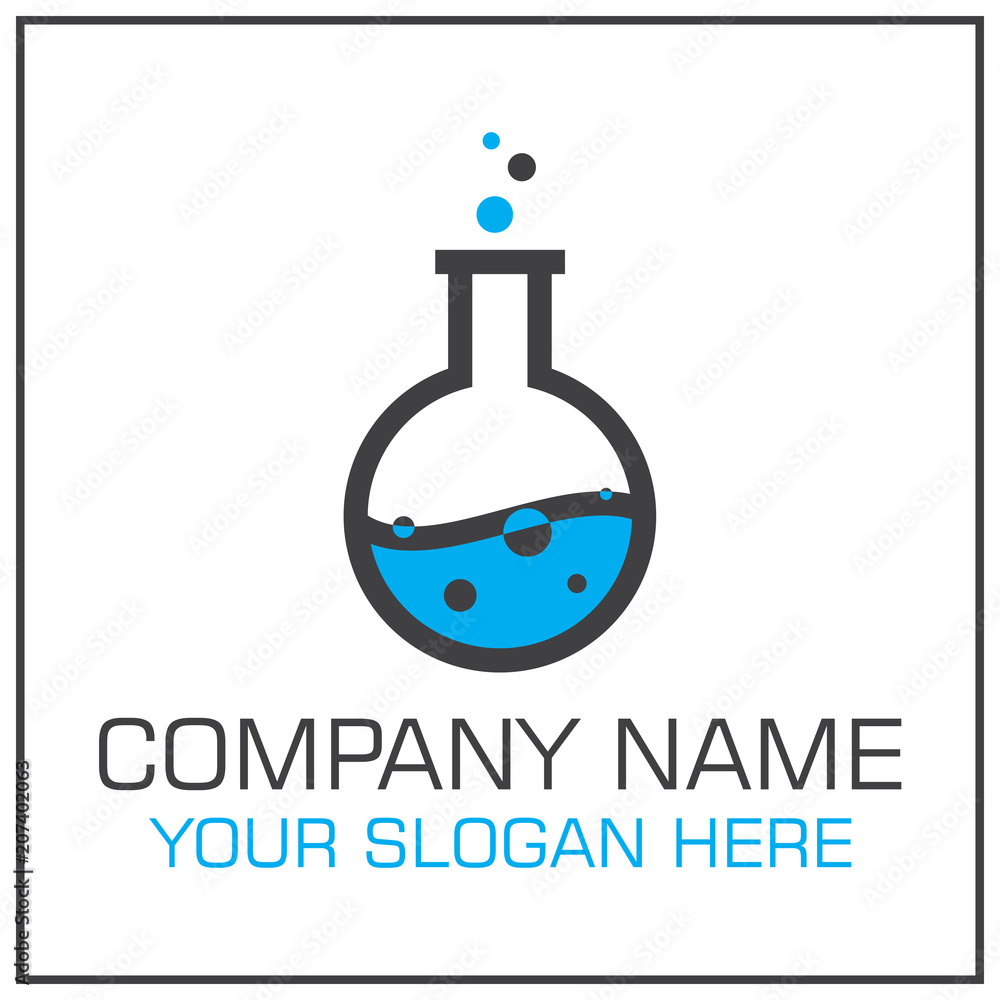 LaboratoryFlask with Liquid Vector Logo Design for Science Company or ...