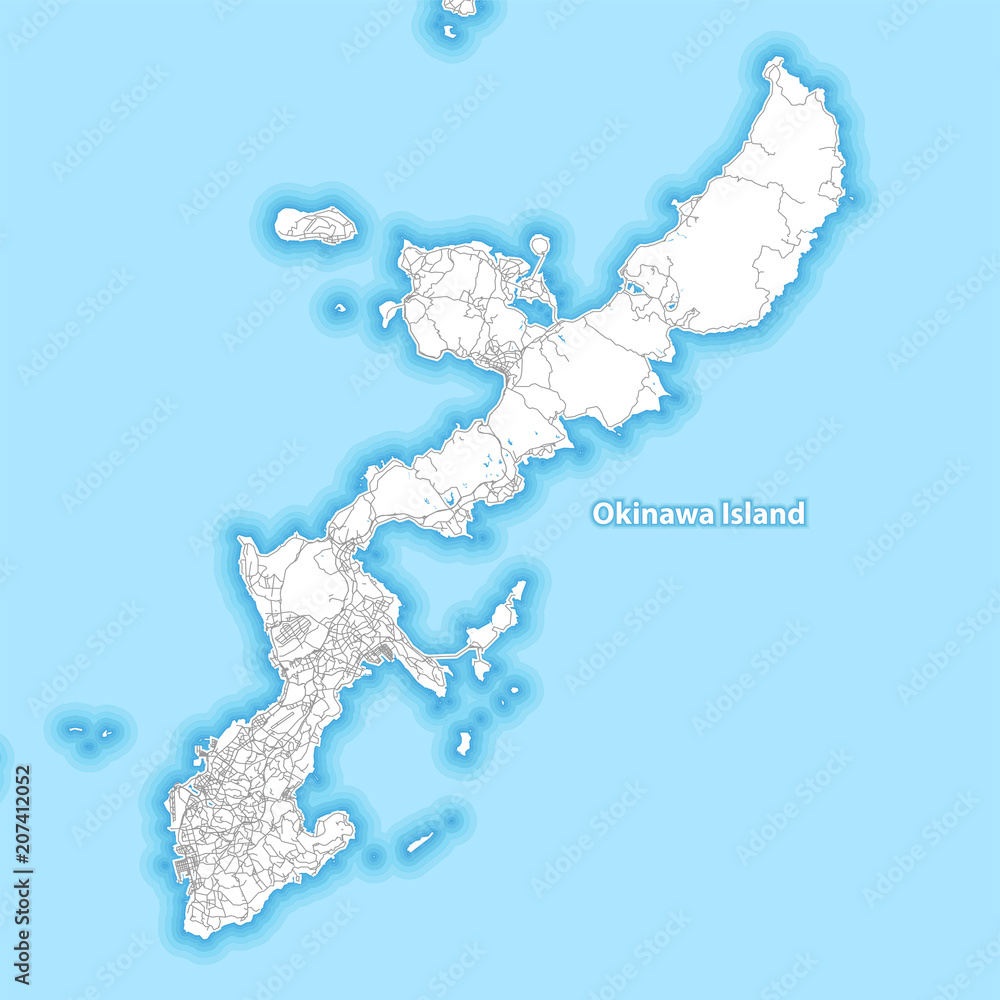 Map of Okinawa Island, Japan Stock Vector | Adobe Stock