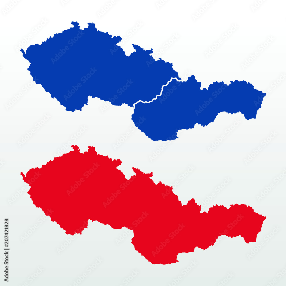 Czechoslovakia map (blank and border separated) Stock Vector | Adobe Stock