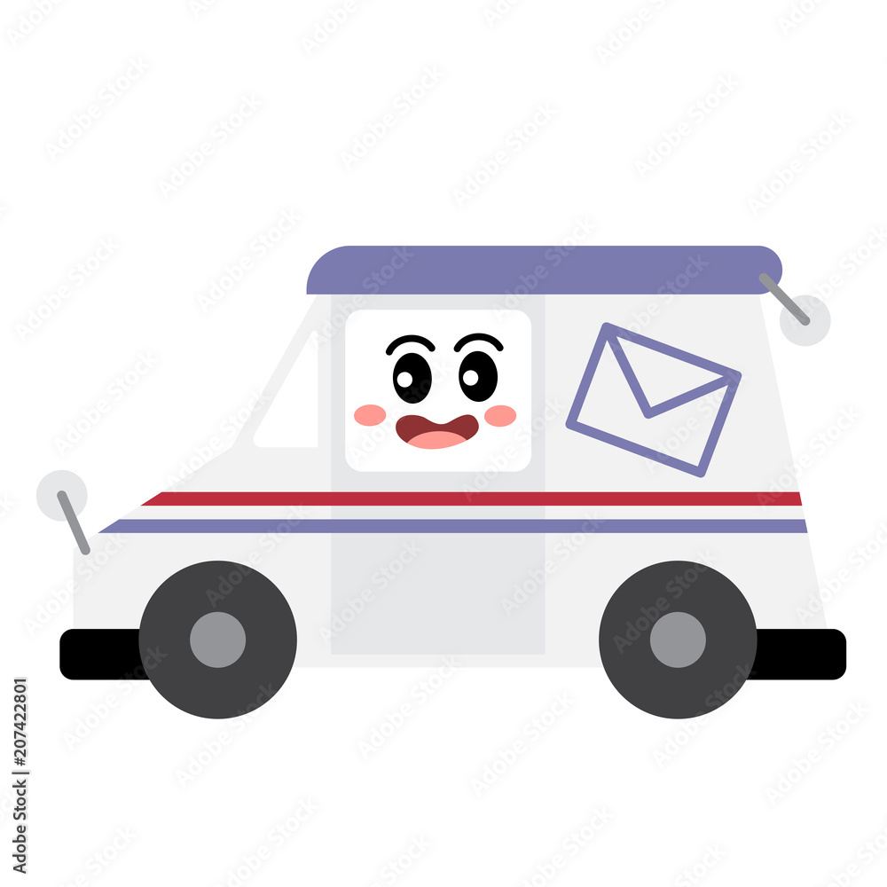 Vecteur Stock Mail Truck transportation cartoon character side view ...