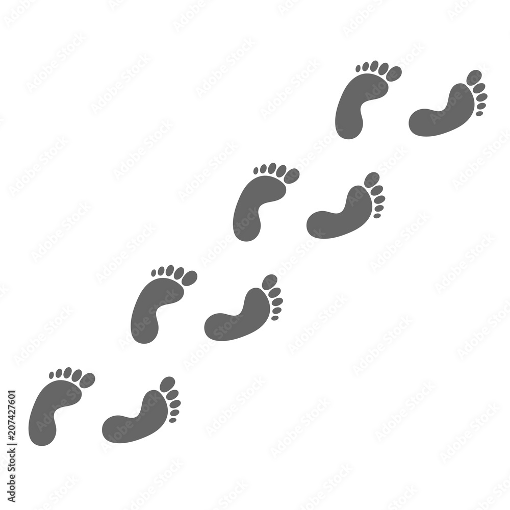 Path of footprints. Human barefoot track. Vector illustration. Stock ...