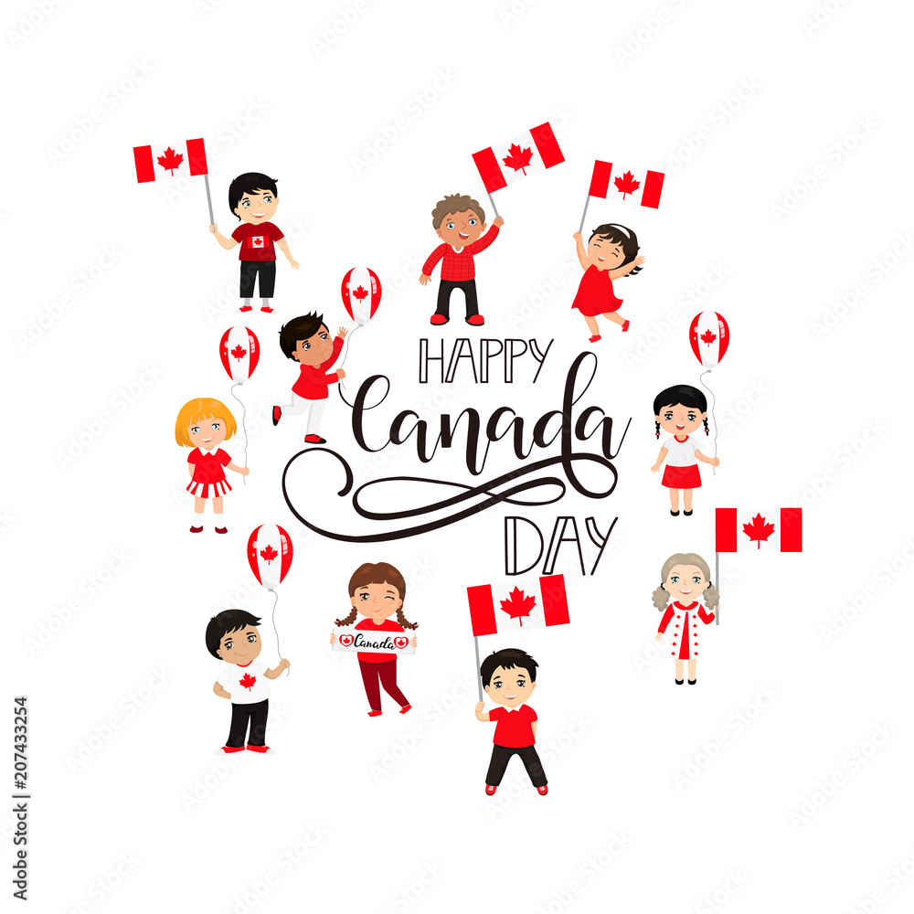 Happy Canada Day poster. 1st july. Vector illustration greeting card ...