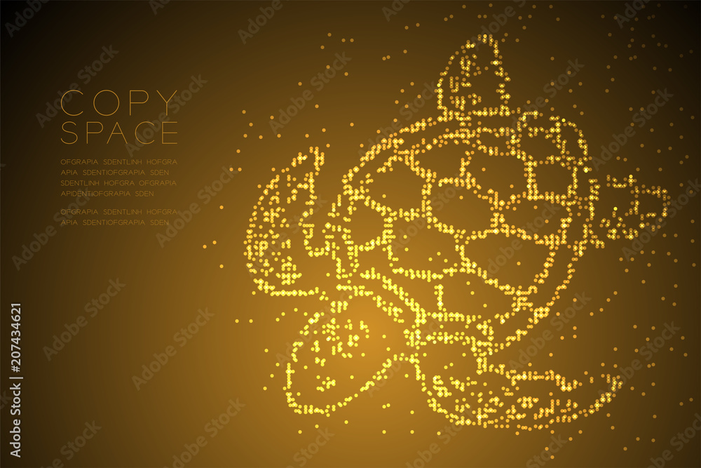 Abstract Geometric Circle dot pixel pattern Sea Turtle shape, aquatic ...