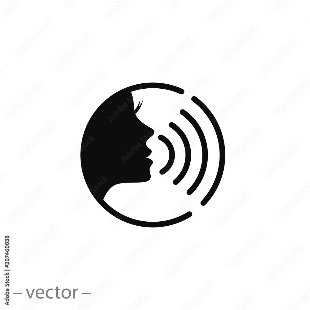 woman voice command with sound waves icon vector Stock Vector | Adobe Stock