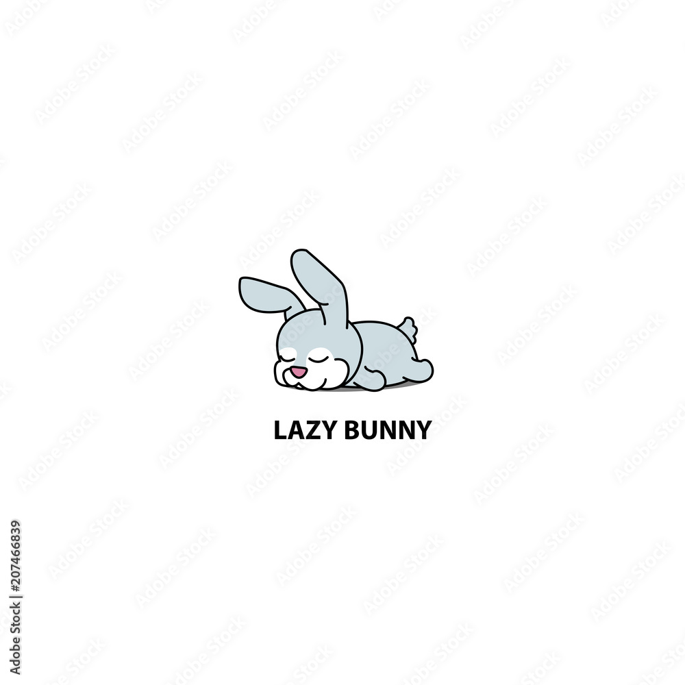 Lazy bunny, cute rabbit sleeping icon, logo design, vector illustration ...