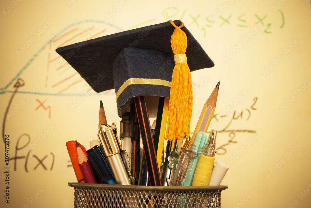 Education Graduate study concept: Graduation hat on pencils with ...