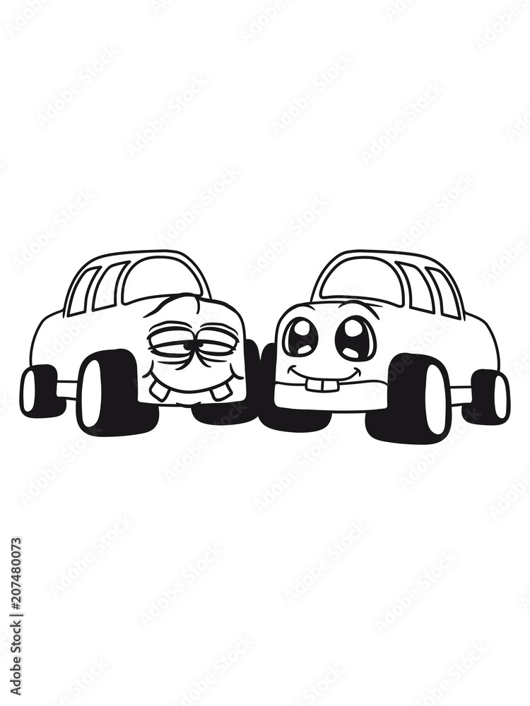 süß niedlich lustig grinsen lebendig gesicht comic cartoon auto raser ...