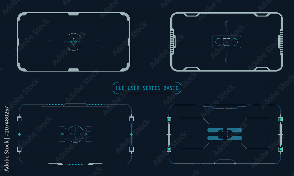 HUD Futuristic Technology Interface Elements Panel Set Vector. Abstract ...