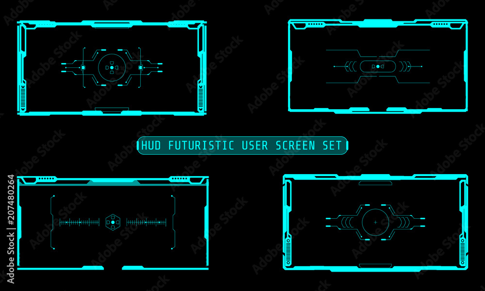 HUD Futuristic Technology Interface Elements Panel Set Vector. Abstract ...