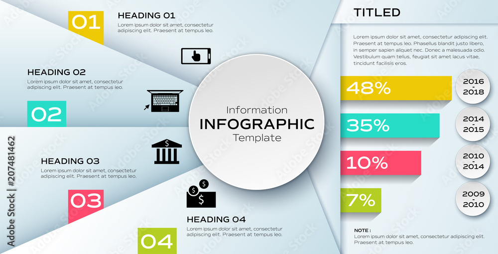 Infographic data information with icon, elements and graphs ...