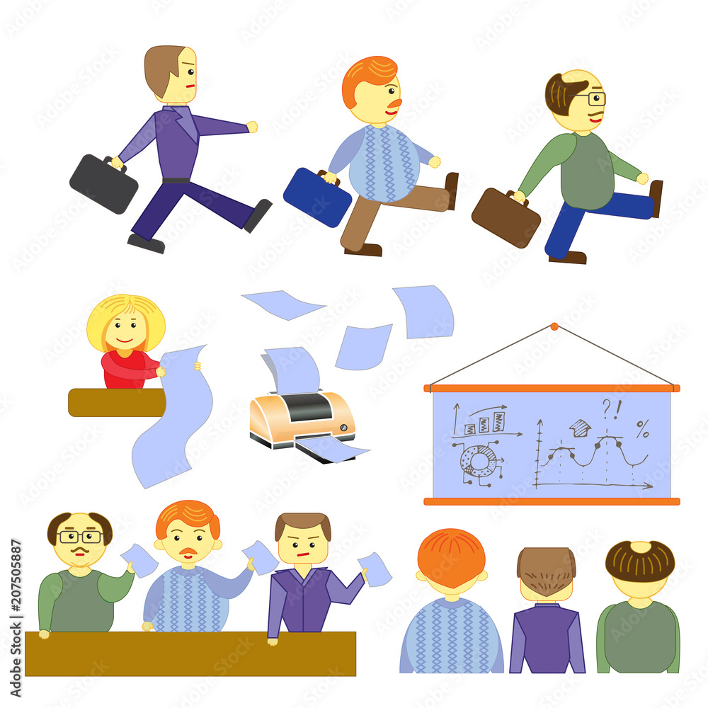 Set of cartoon funny office people illustration. Оffice cartoon ...