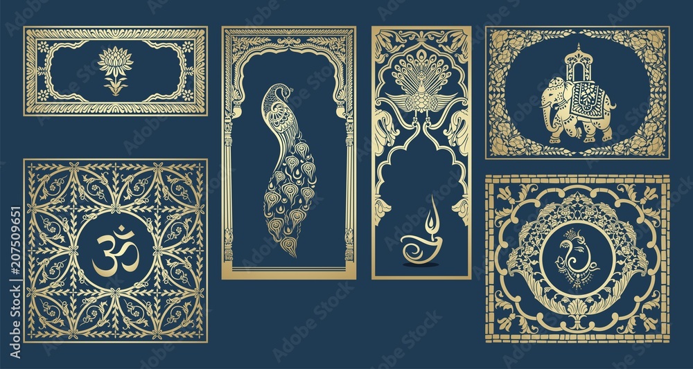 Hindu icons, Hinduism ,cultural heritage , India , Asia Stock Vector ...