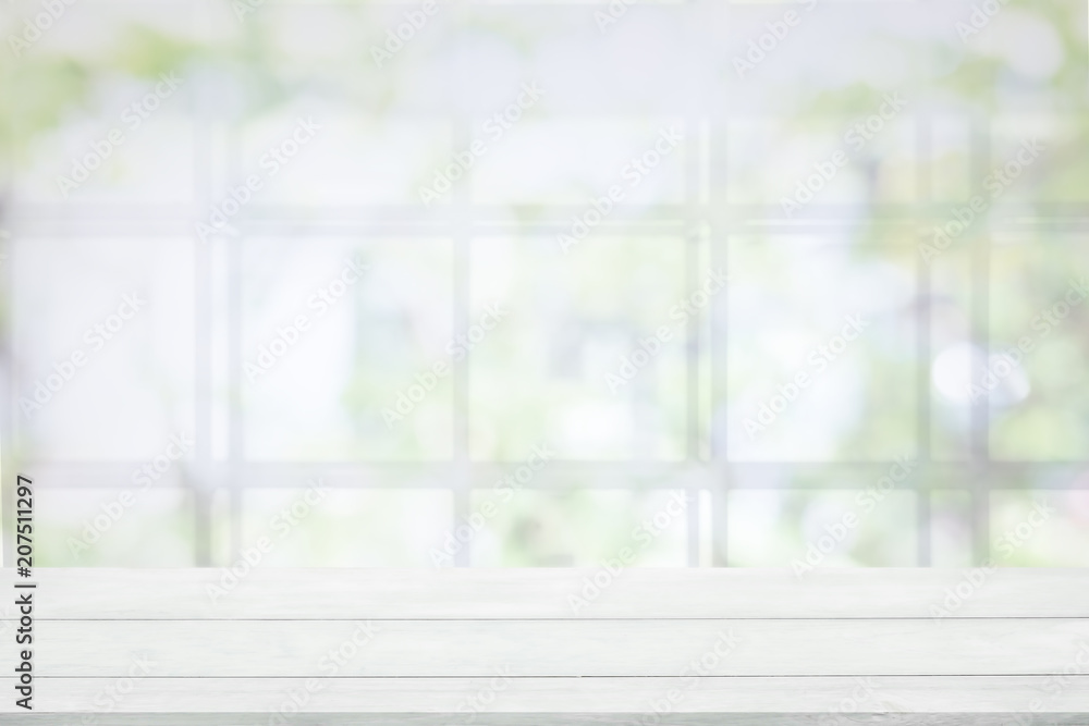 Empty wooden table and window room interior decoration background ...
