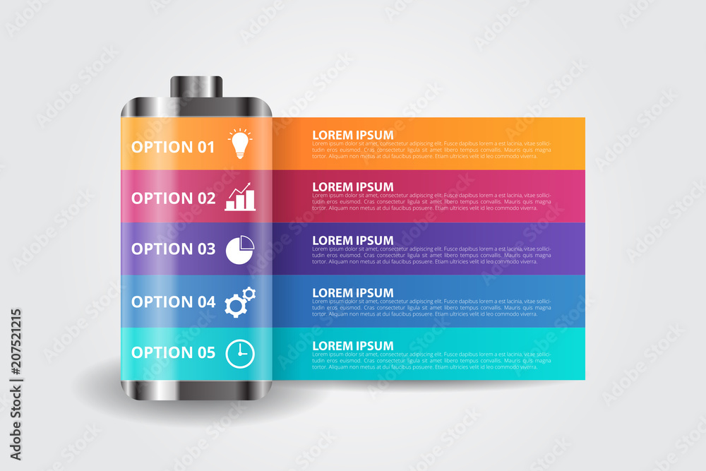 3D battery infographic template for business, education, web design ...