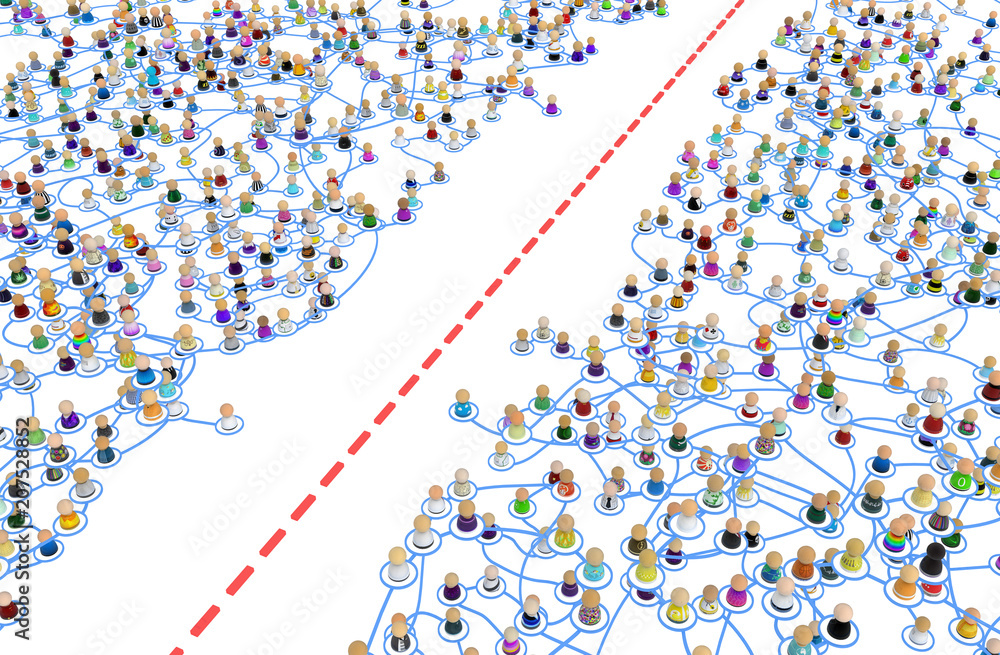 Cartoon Crowd Layered System, Border Divide Stock Illustration | Adobe ...