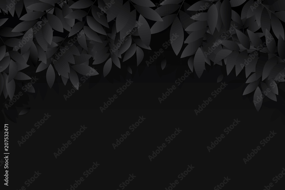 black leaf background. Vector illustration Stock Vector | Adobe Stock
