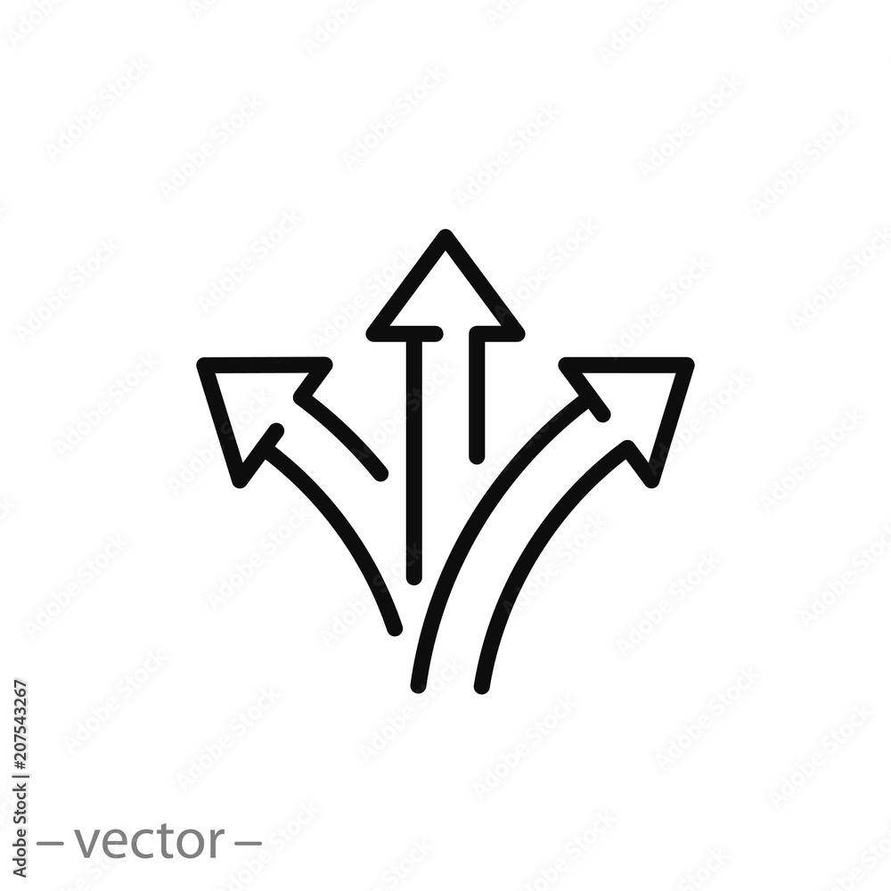 three arrow, way sign, road direction icon vector Stock Vector | Adobe ...