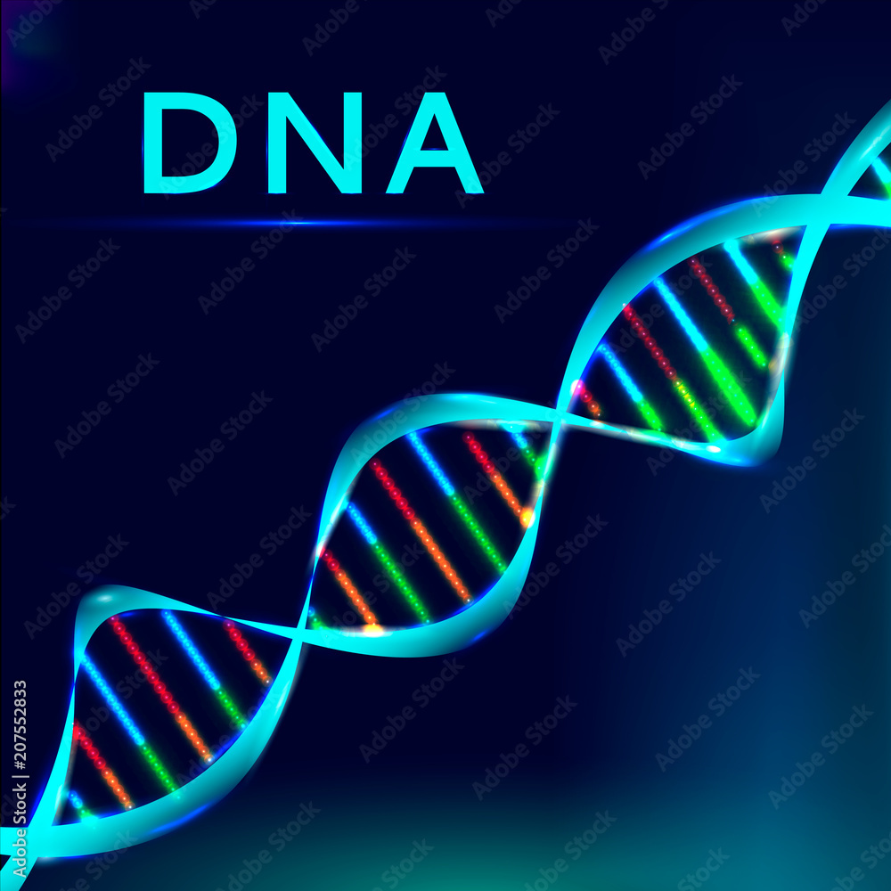 Glowing DNA structure.DNA sequence vector illustration. Stock ...