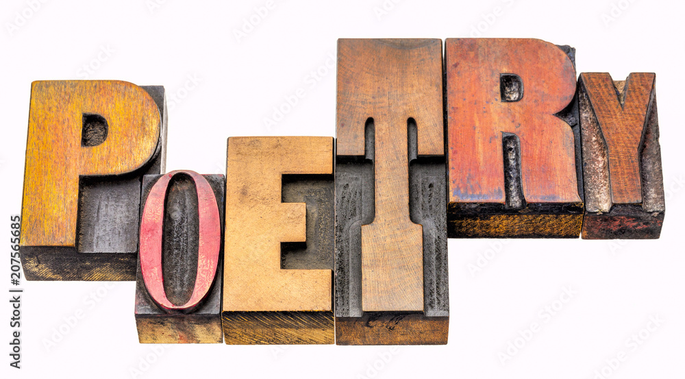 poetry word abstract in wood type Stock Photo | Adobe Stock