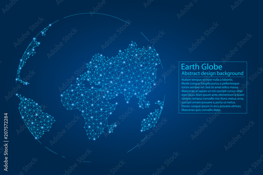 Planet Earth created from lines, bright points and polygons in the form ...