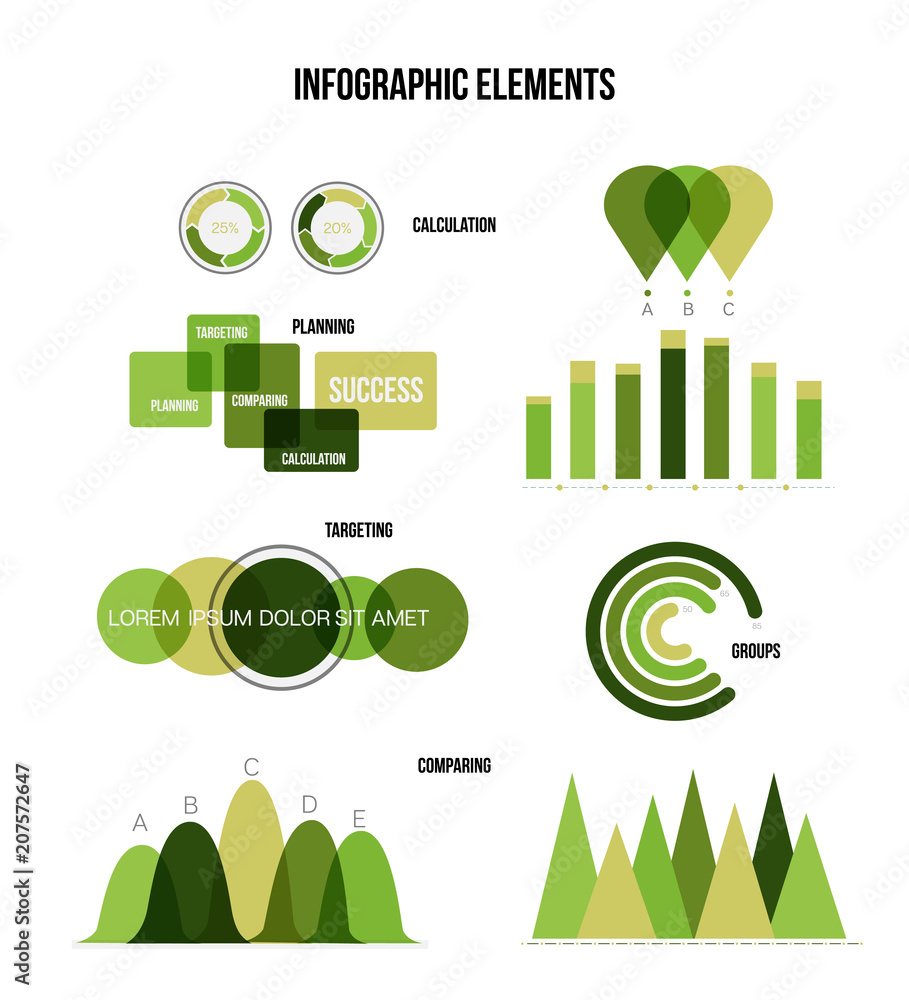Eco Nature Green Infographic Vector Flowchart, Rate Elements Set ...