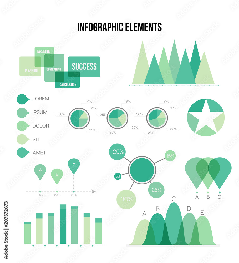 Eco Nature Green Infographic Vector Flowchart, Rate Elements Set ...