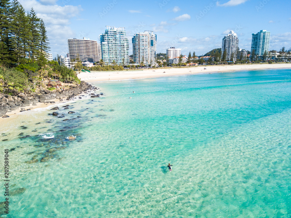 An aerial view of Greenmount beach at Coolangatta on Queensland's Gold ...