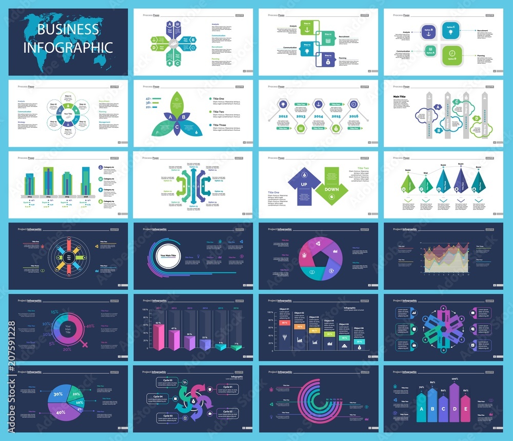 Business infographic presentation slide design set can be used for ...