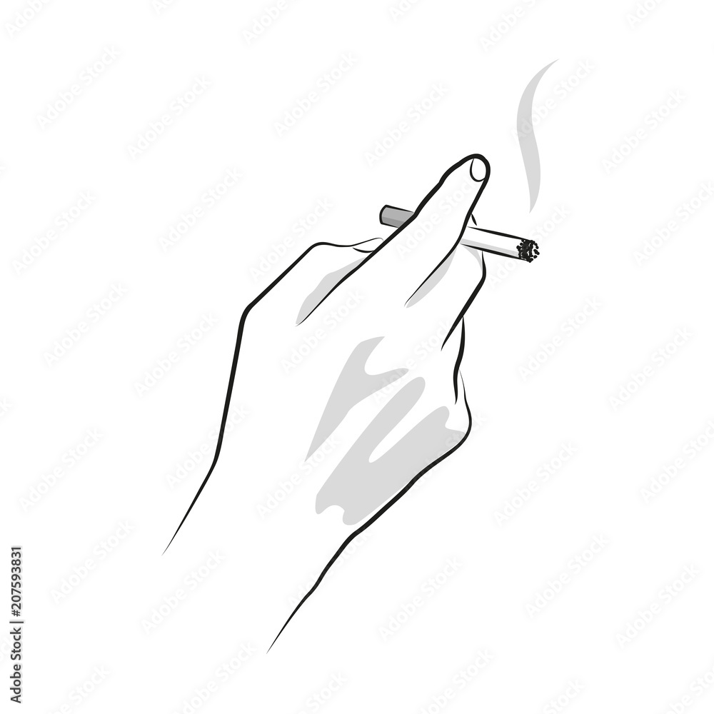 Hand with cigarette. No smoking poster or banner template. Vector ...