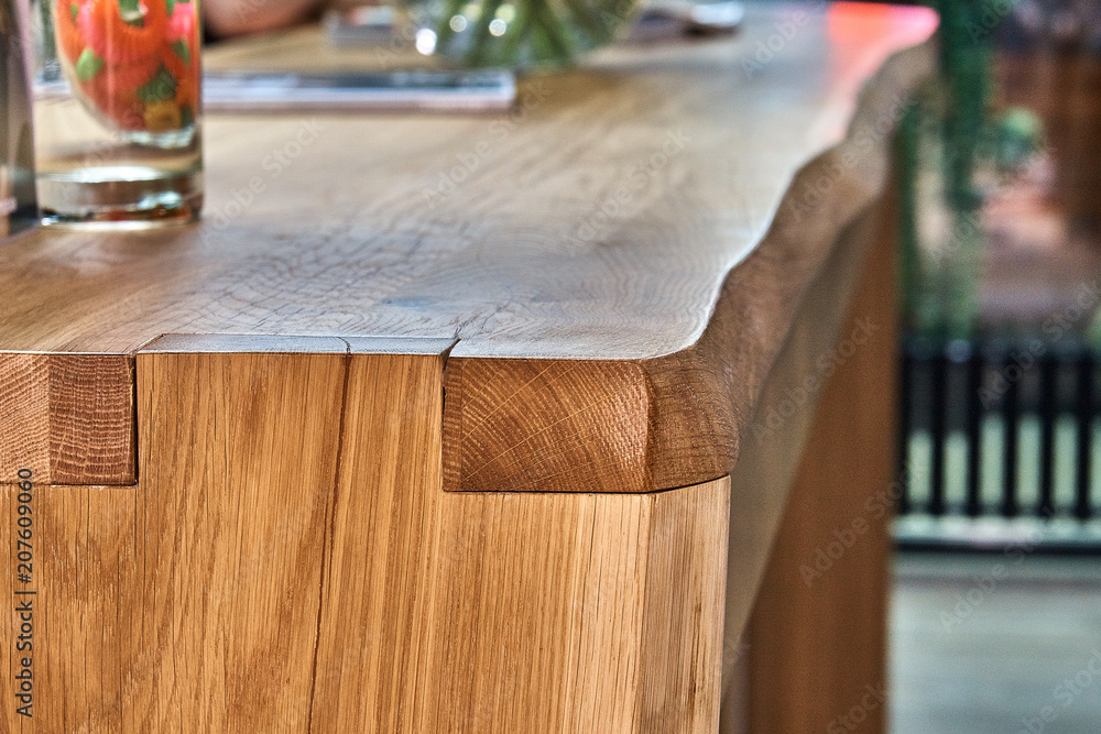 Wooden live edge table in solid oak. Solid oak counter top. Live edge ... Wooden live edge table in solid oak. Solid oak counter top. Live edge ...