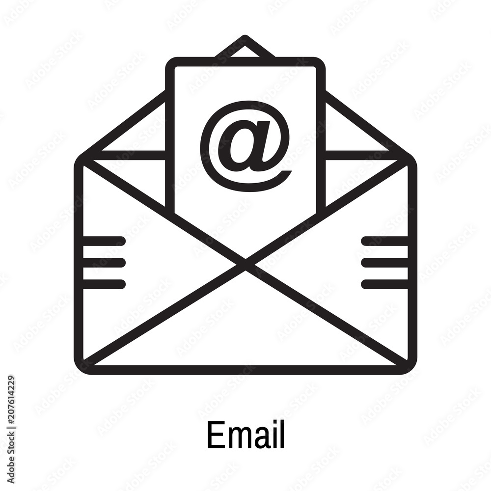 Email icon vector sign and symbol isolated on white background, Email ...