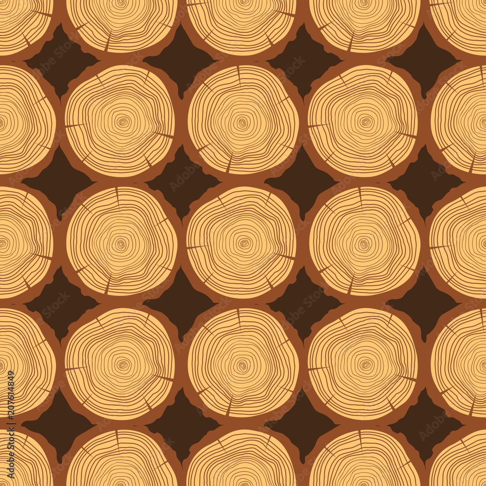 Tree rings. Seamless pattern. Set of tree rings on isolation background ...