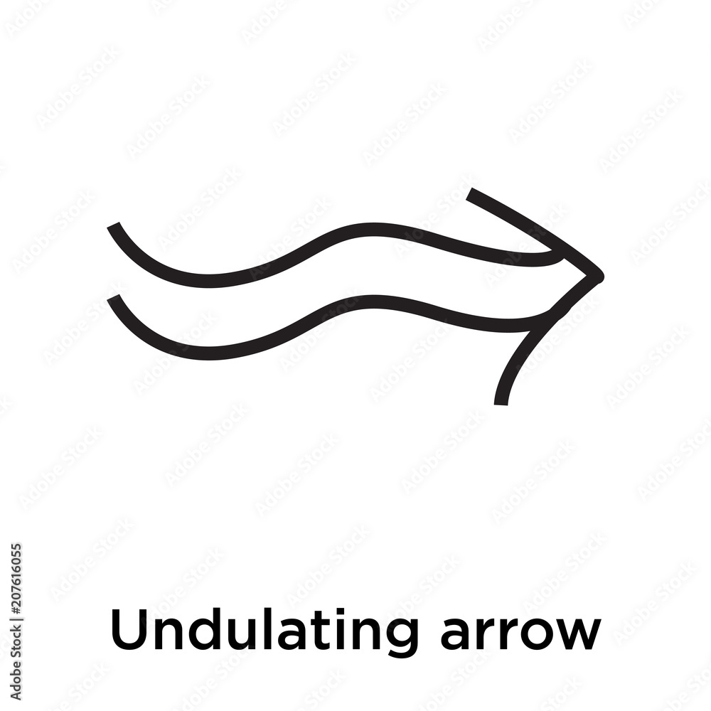 Undulating arrow icon vector sign and symbol isolated on white ...