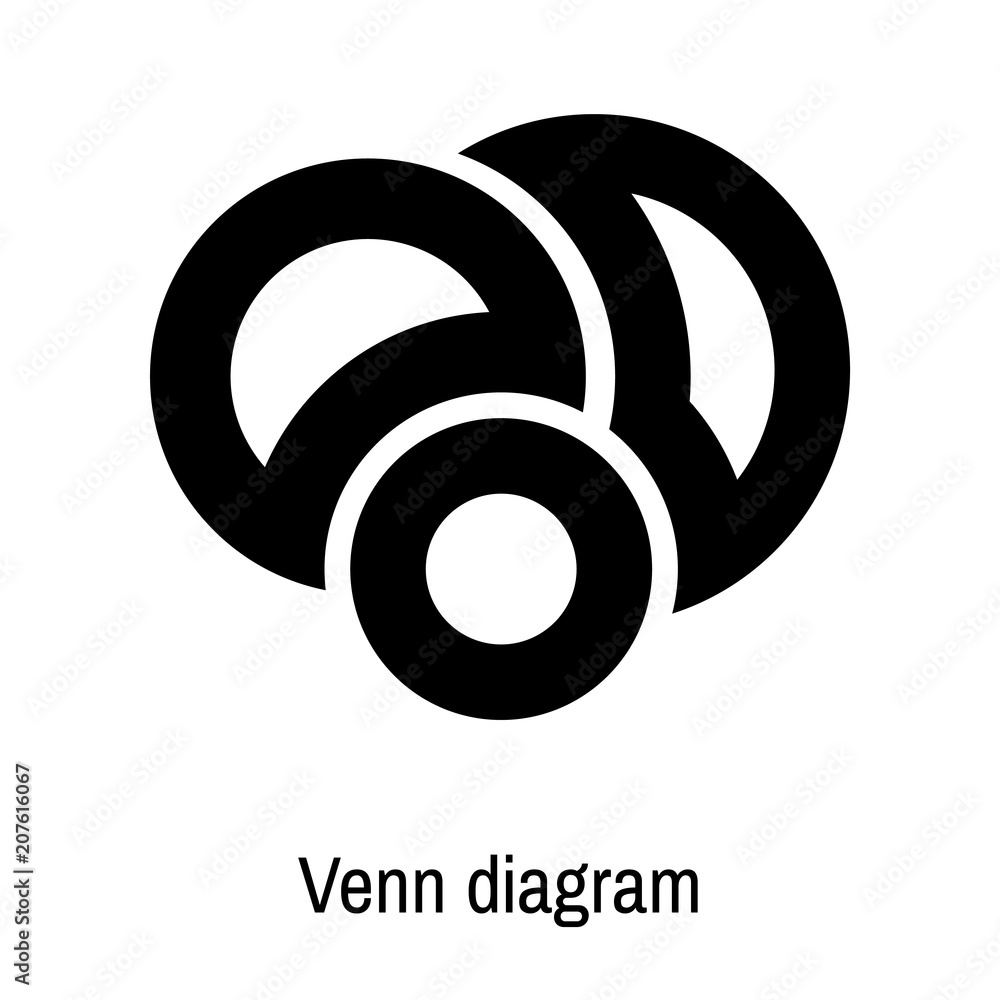 Venn diagram icon vector sign and symbol isolated on white background ...