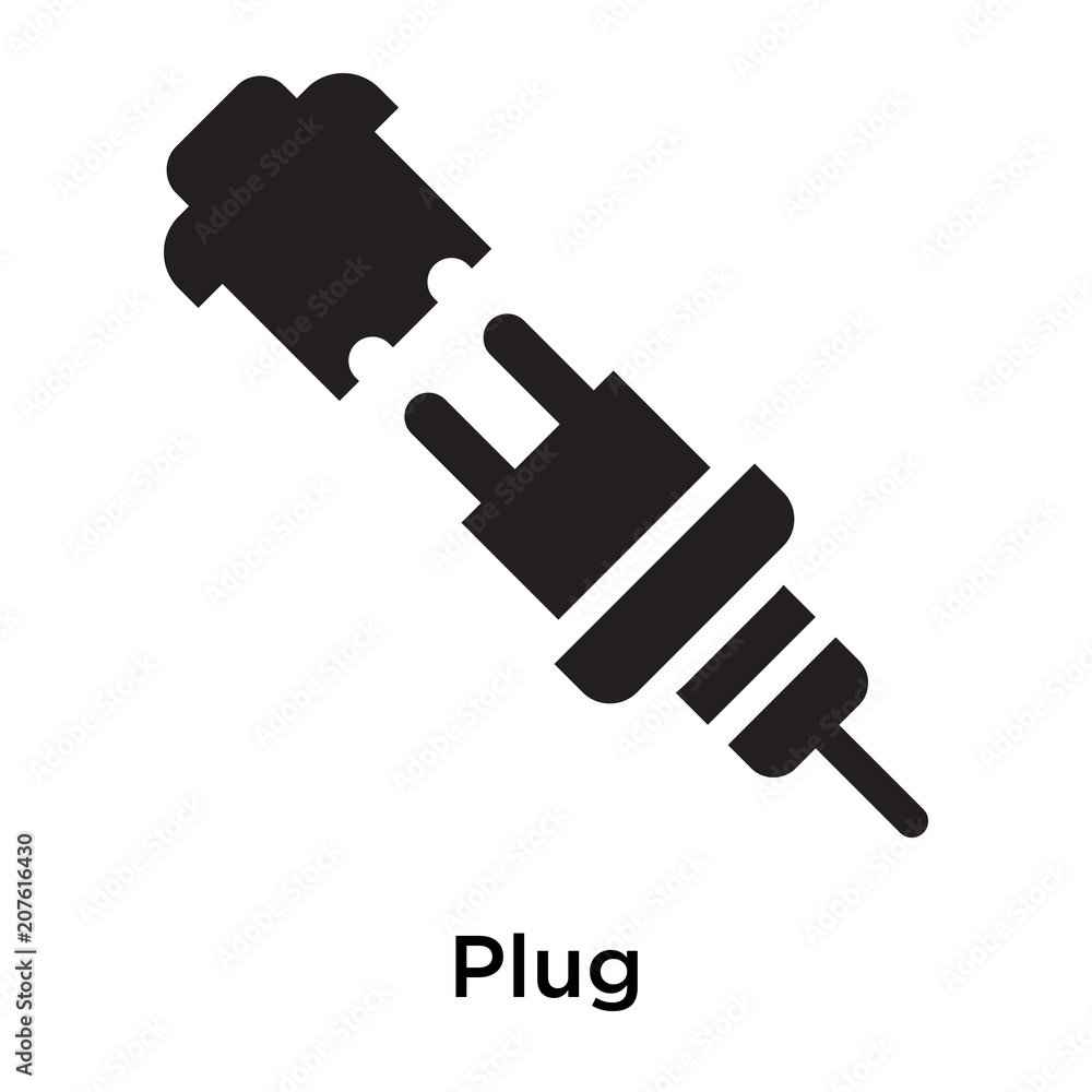 Plug Silhouette icon vector sign and symbol isolated on white ...