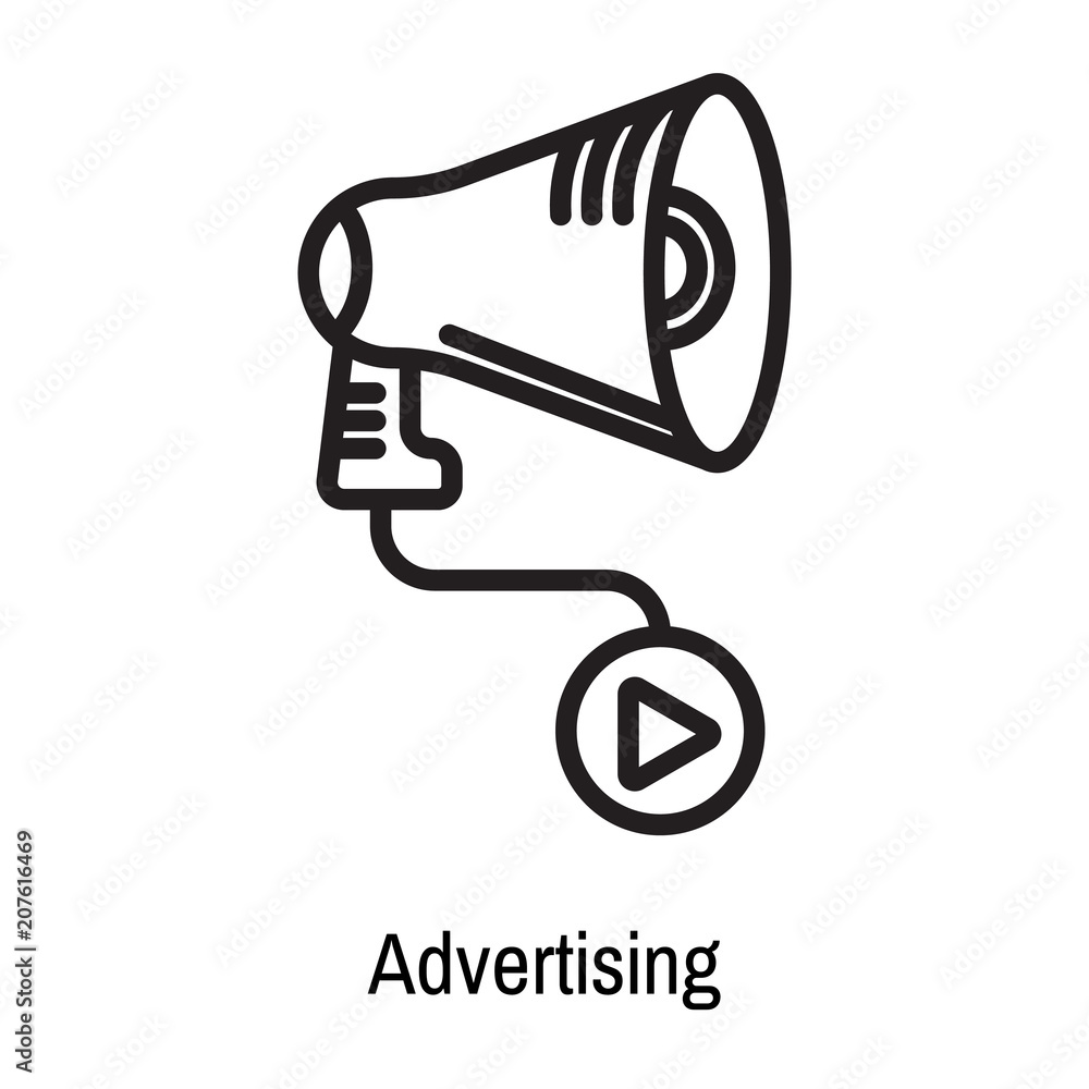 Advertising icon vector sign and symbol isolated on white background ...