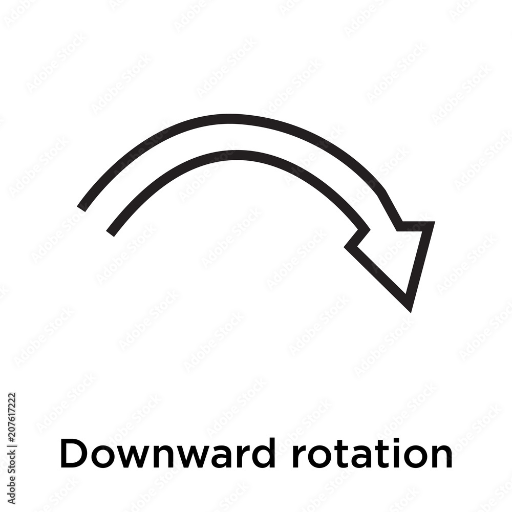 Downward rotation icon vector sign and symbol isolated on white ...