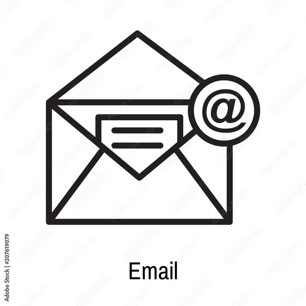 Email icon vector sign and symbol isolated on white background, Email ...