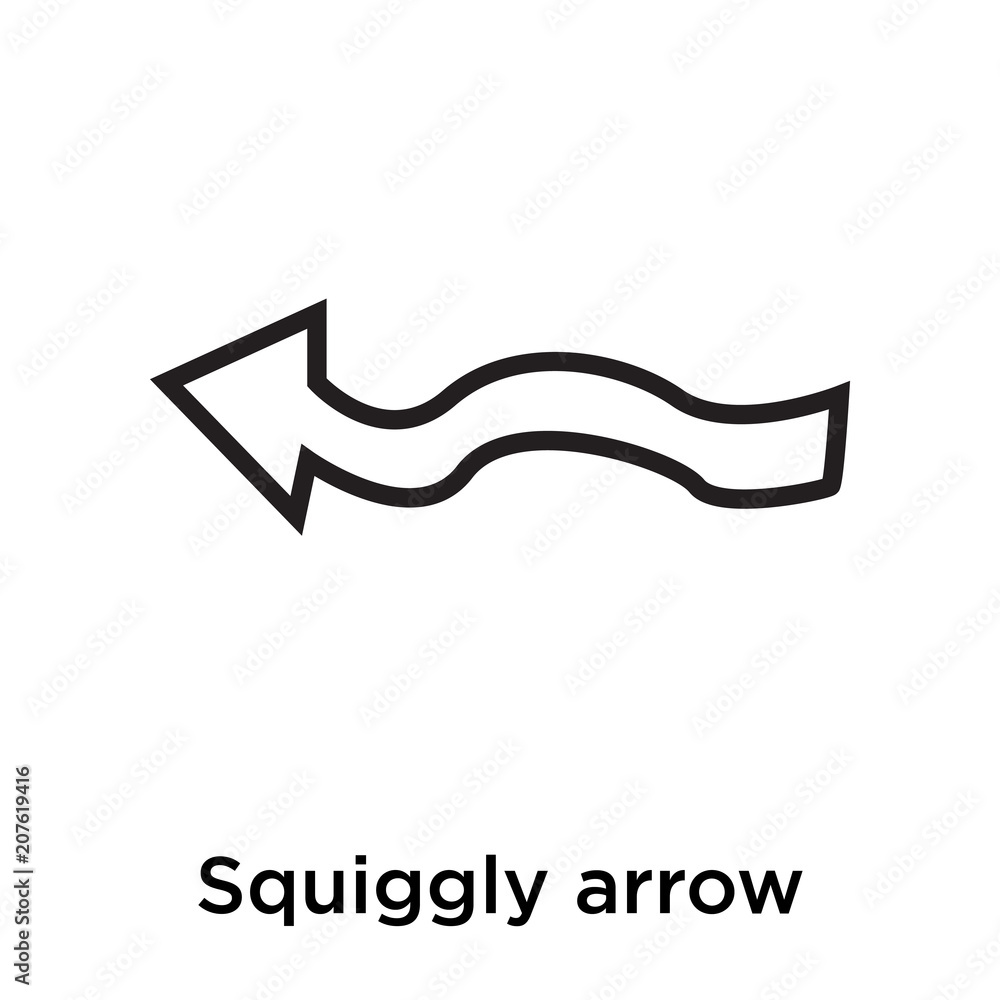 Squiggly arrow icon vector sign and symbol isolated on white background ...