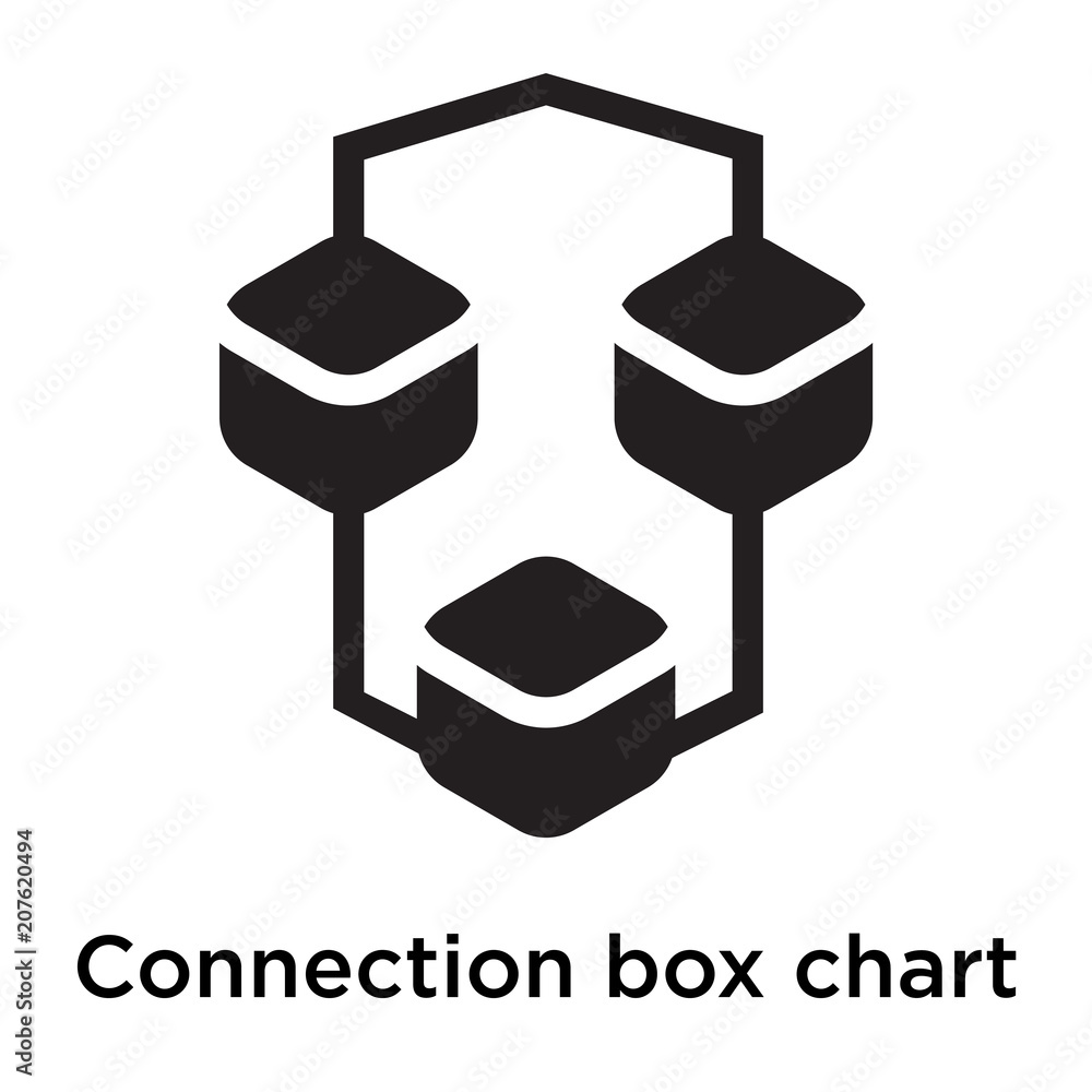Connection box chart icon vector sign and symbol isolated on white ...