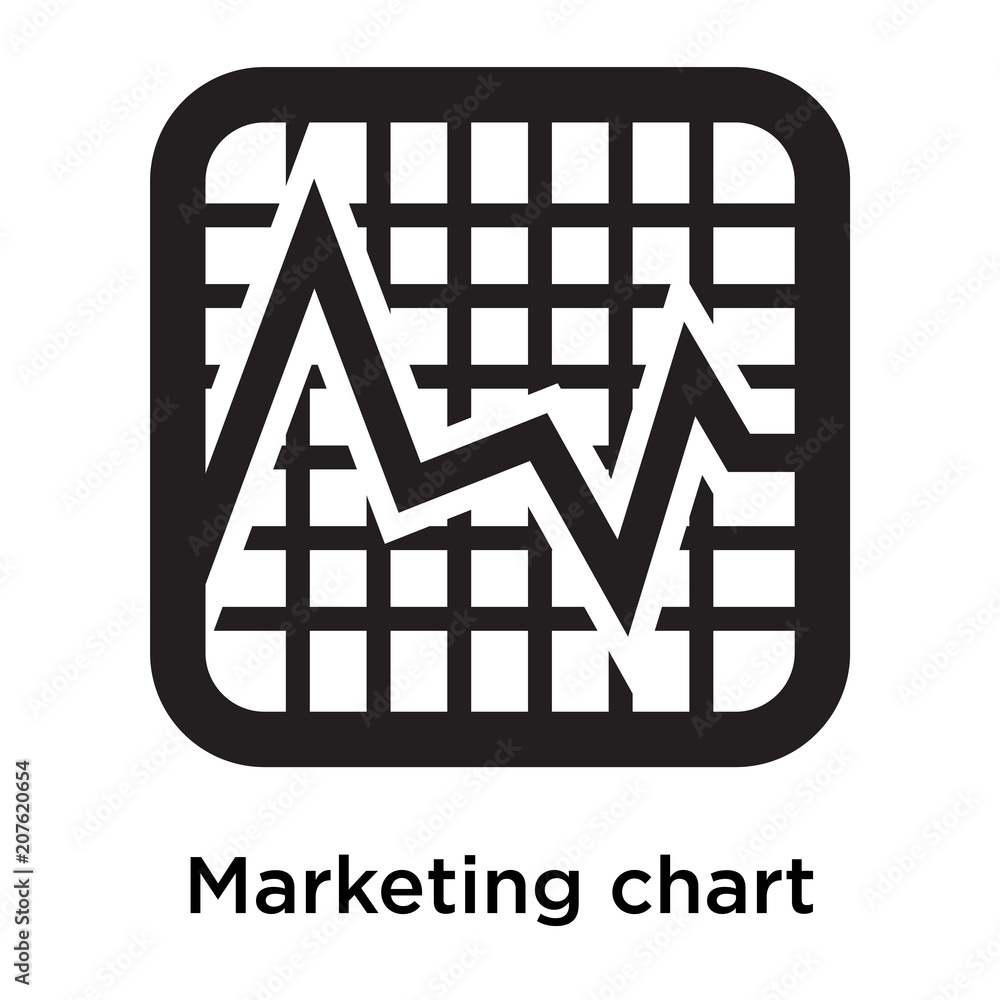 Marketing chart icon vector sign and symbol isolated on white ...