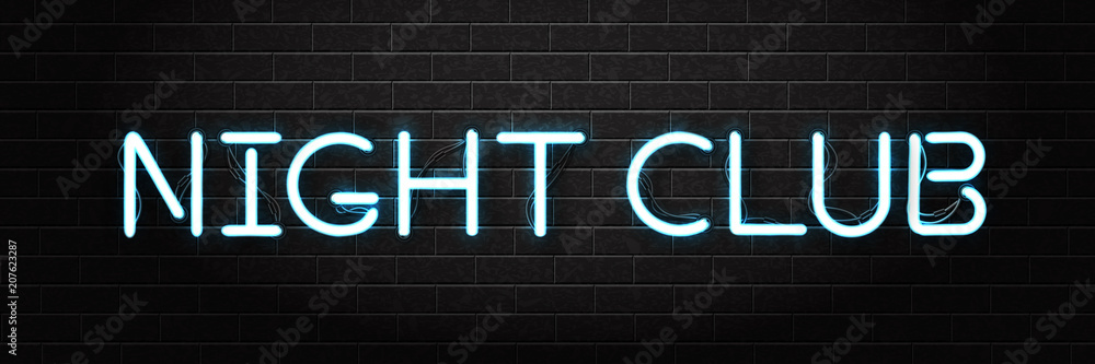 Vector realistic isolated neon sign of night club lettering logo for ...