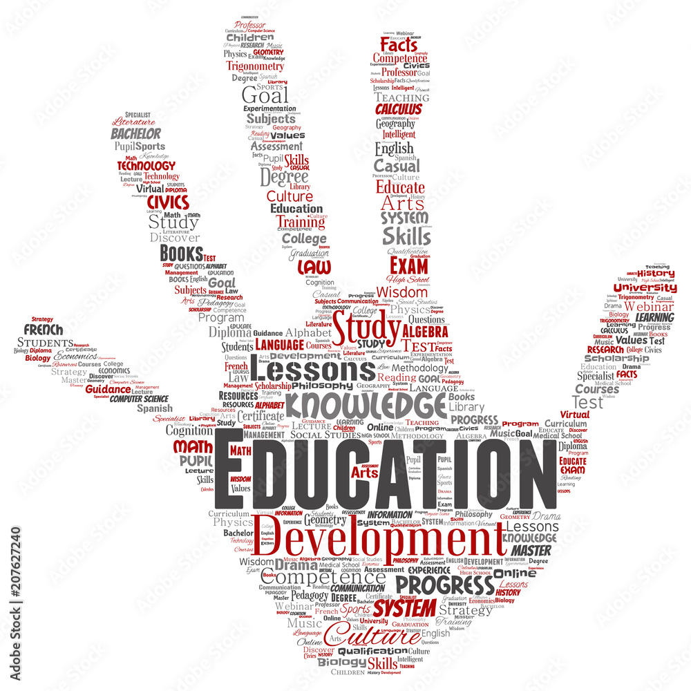 Vector conceptual education, knowledge, information hand print stamp ...