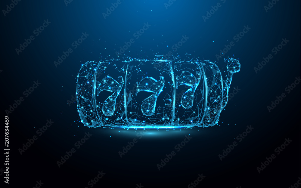 Slot machine with lucky sevens jackpot form lines, triangles, and ...