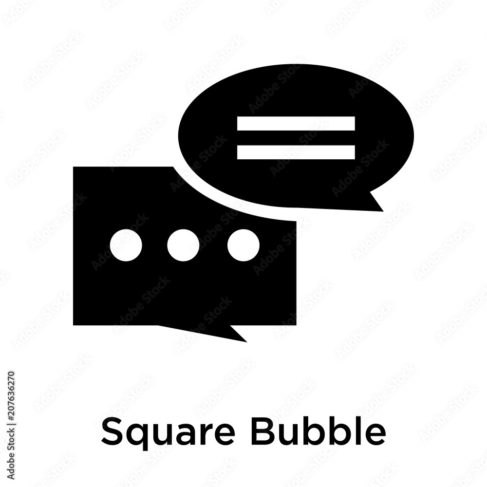 Square Bubble icon vector sign and symbol isolated on white background ...