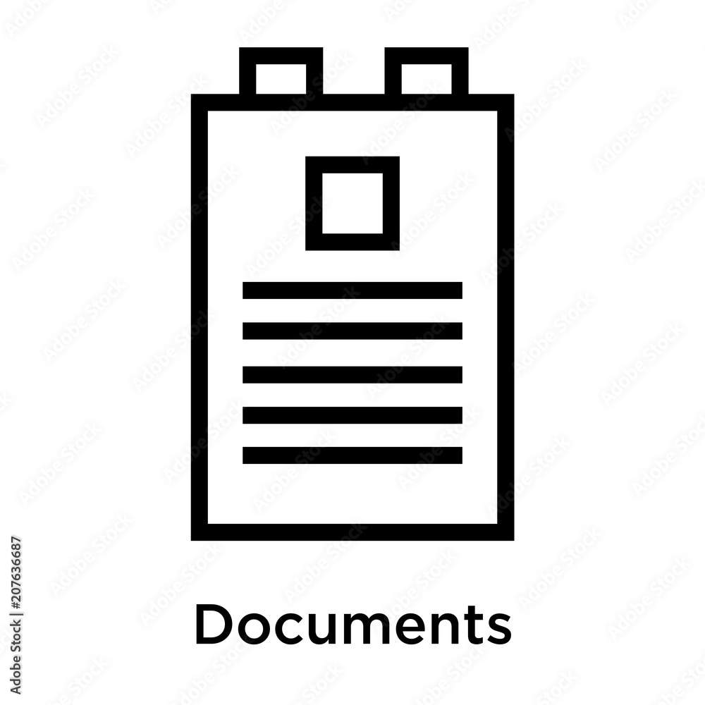 Documents icon vector sign and symbol isolated on white background ...