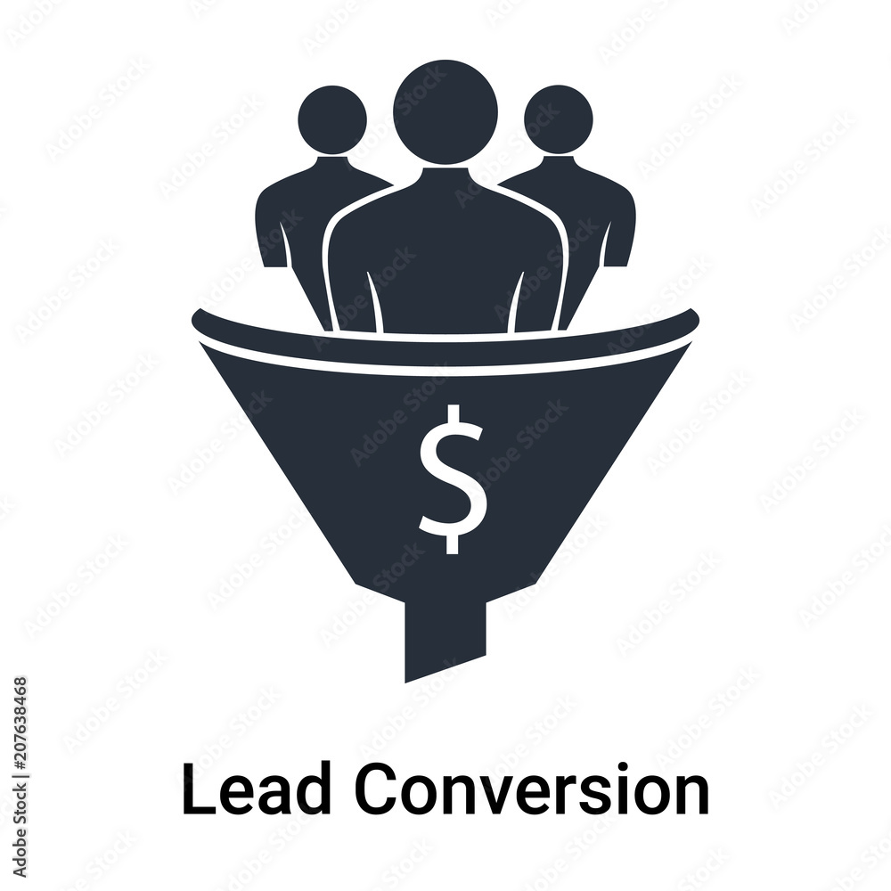 Lead Conversion icon vector sign and symbol isolated on white ...