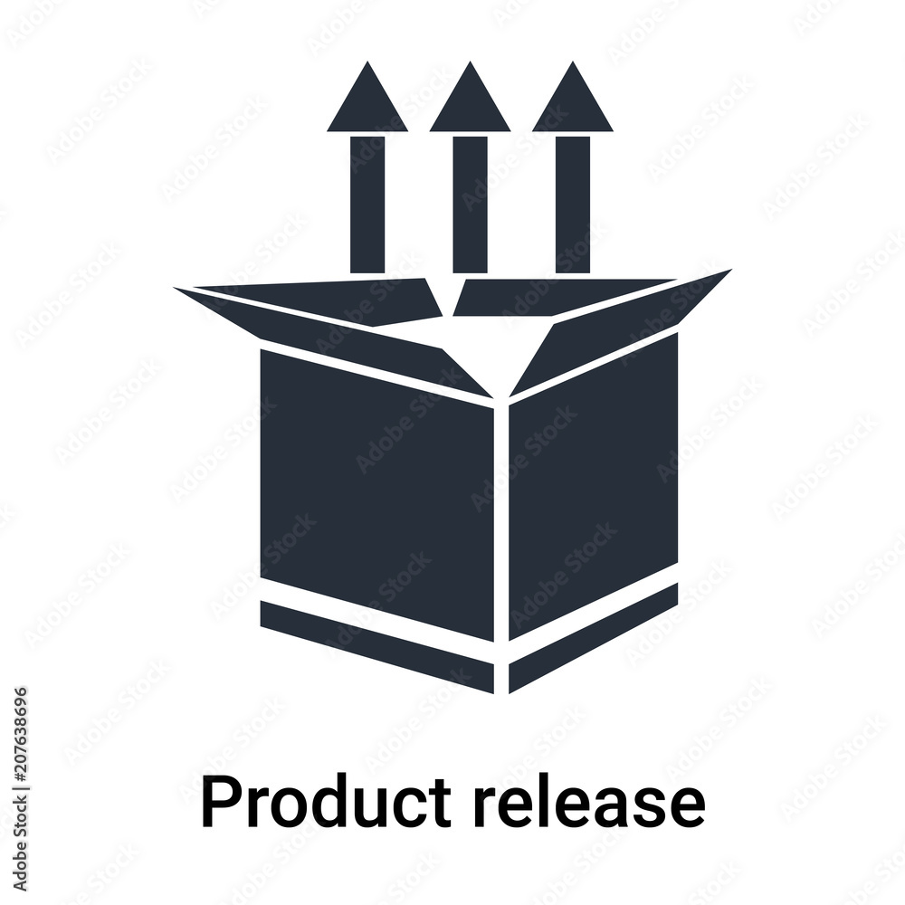 Product release icon vector sign and symbol isolated on white ...
