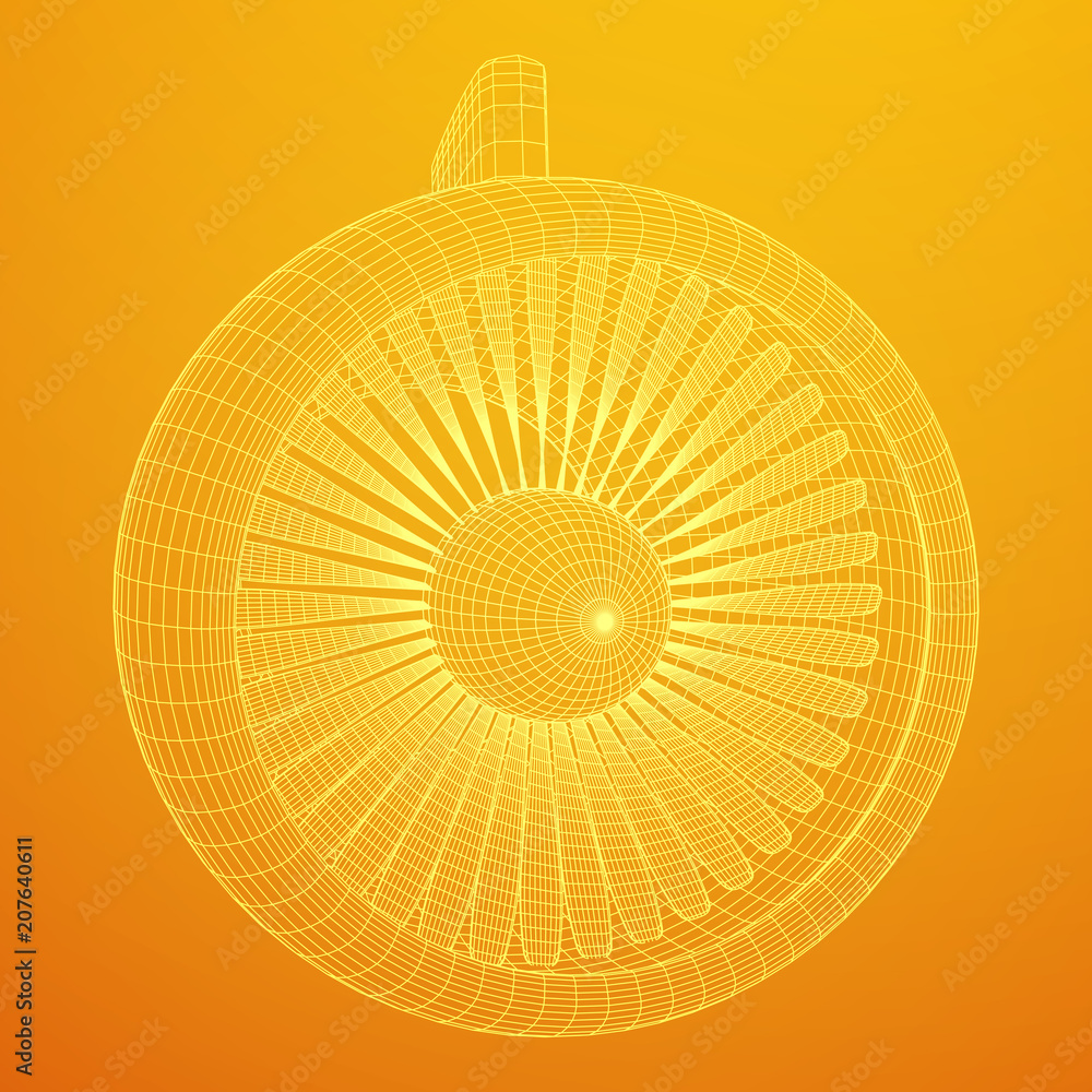 Turbo jet plane engine wireframe low poly mesh vector illustration ...