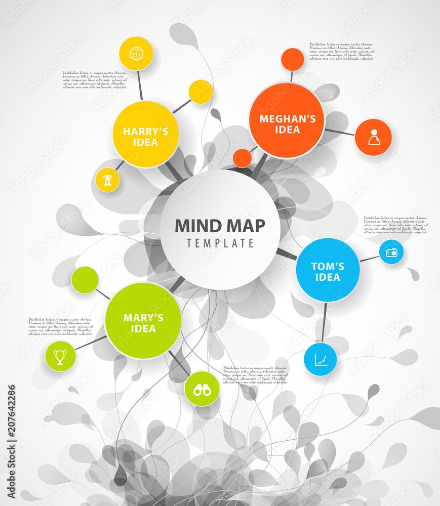Vector mind map template with colorful circles and place for your text ...